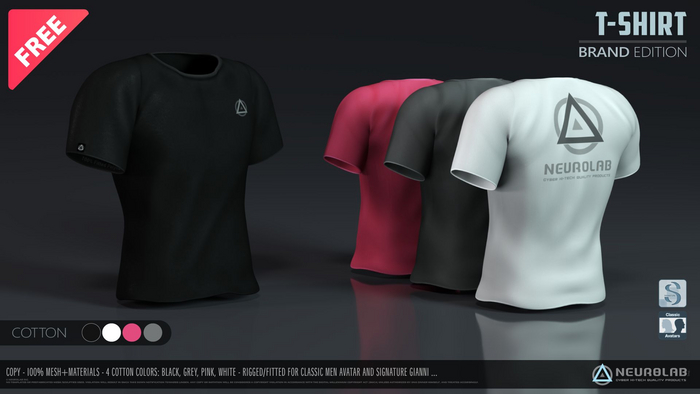 Second Life Marketplace - [FREE] T-SHIRTS BRAND (PACK) [Neurolab Inc.]
